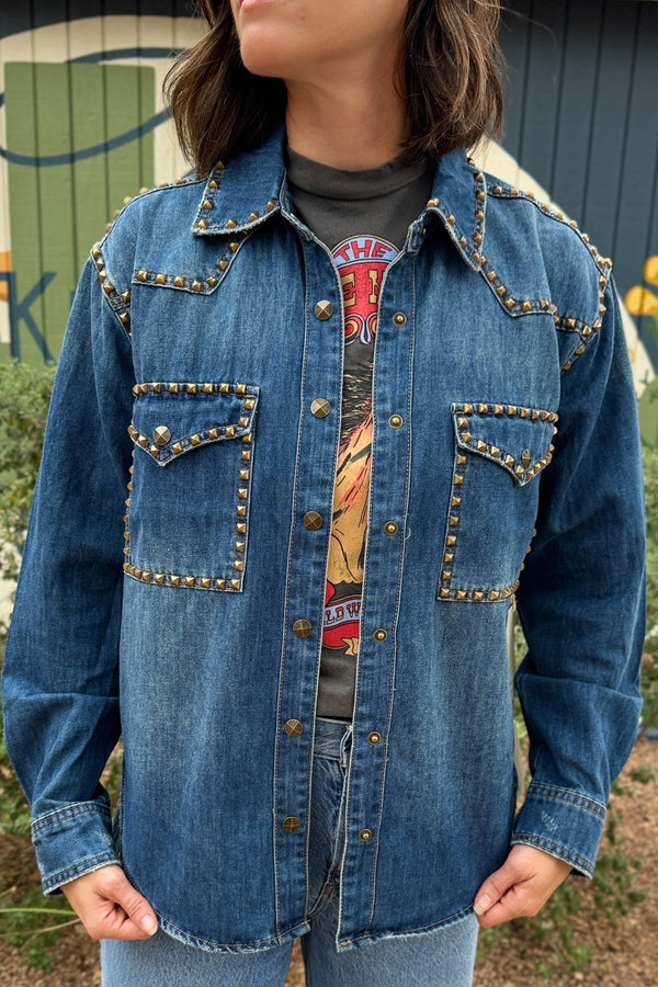 Morrison Denim Studded Shirt – Cotton & Cashmere